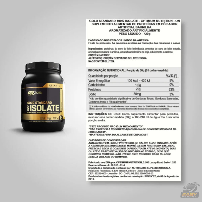 GOLD STANDARD 100% ISOLATE (720G) - OPTIMUM NUTRITION