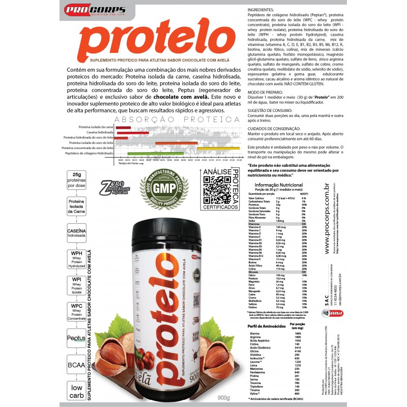 PROTELO (CHOCOLATE COM AVELÃ) - (900G) - PRO CORPS