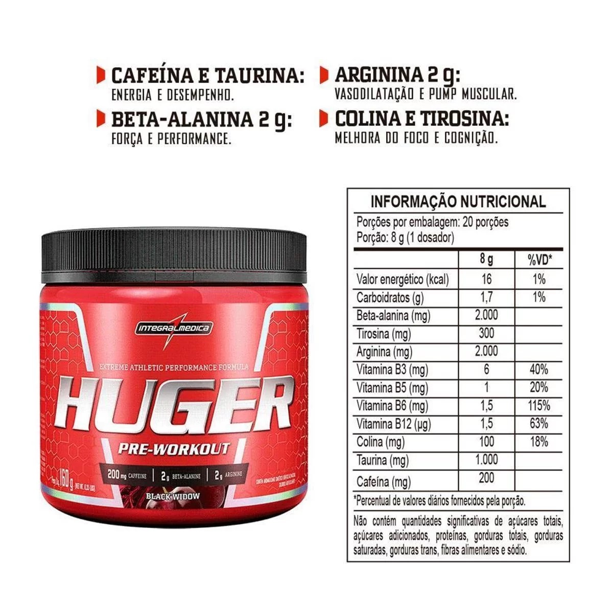 HUGER PRE-WORKOUT (320G) - INTEGRALMÉDICA