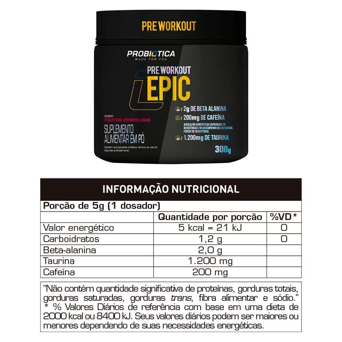 EPIC PRÉ WORKOUT (300G) - PROBIÓTICA